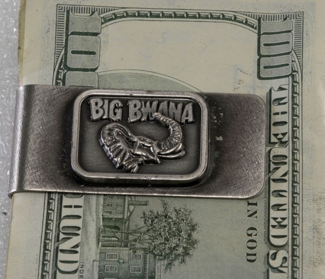 Vintage Collectible Nickel Plated Big Bwana African Elephant Money Clip ...