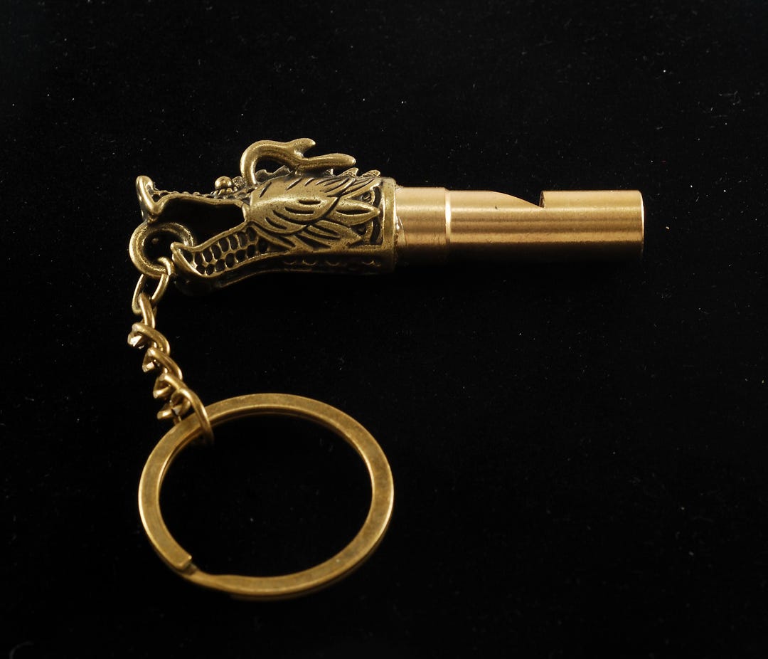 Dragon Whistle Key Chain Bronze Metal Keyring NOS - Etsy