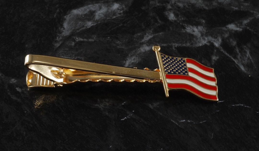 American FLAG Tie Clip Patriotic Tieclip New Old Stock 1980's - Etsy