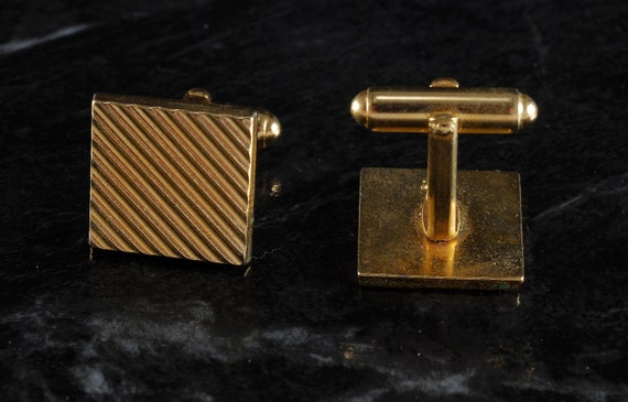 Vintage ANSON Diagonal Design Cuff Links Men's Cuffl… - Gem