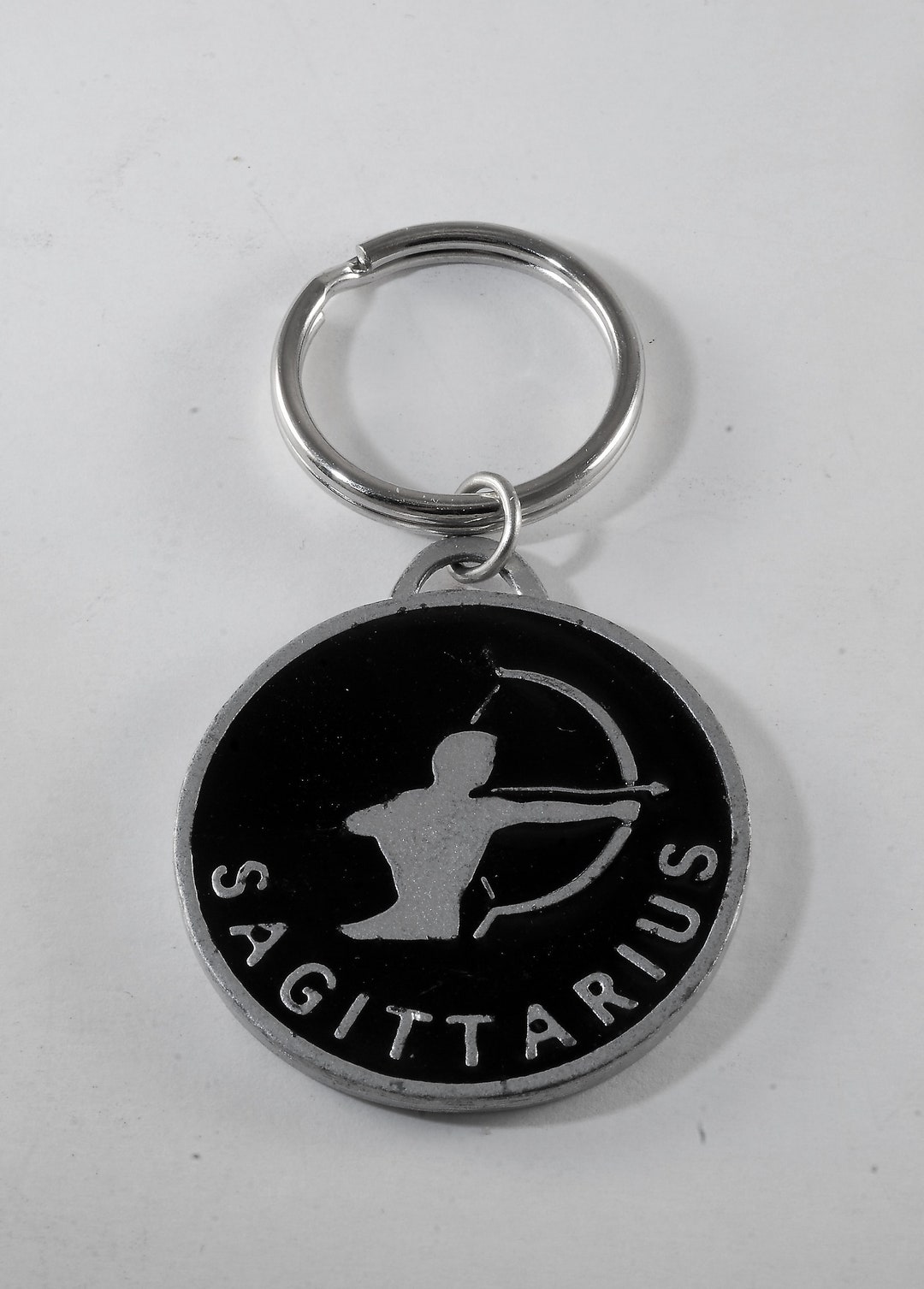 Sagittarius Key Chain Astrology Black Enamel & Silver Plated Metal ...