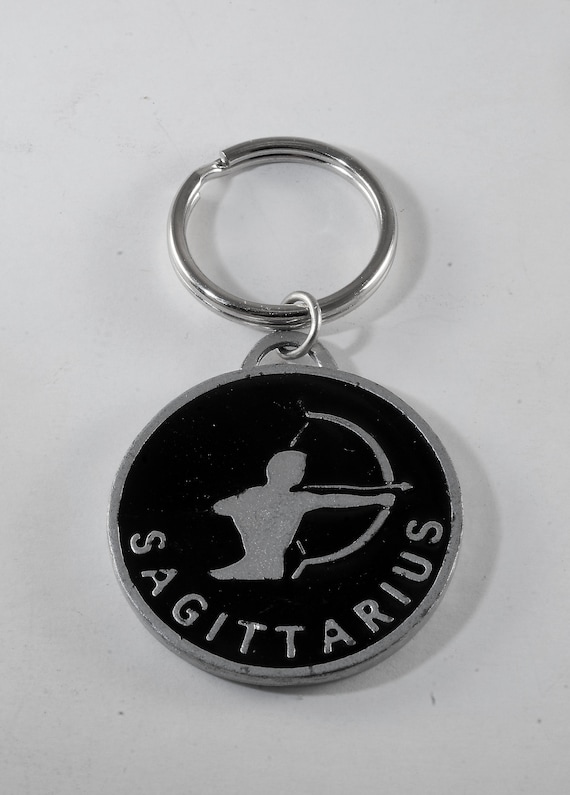 Sagittarius Key Chain Astrology Black Enamel & Silver Plated - Etsy