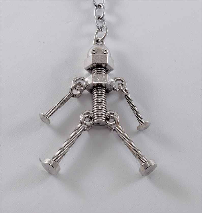 Key Chain Silver Tone Nut and Bolt Robot Man Keychain New Old Stock - Etsy