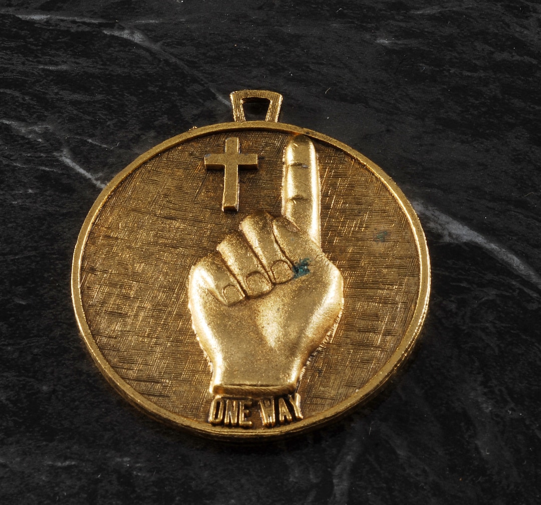 One Way up Finger Pointing up Brass Pendant 1960's Vintage New Old ...