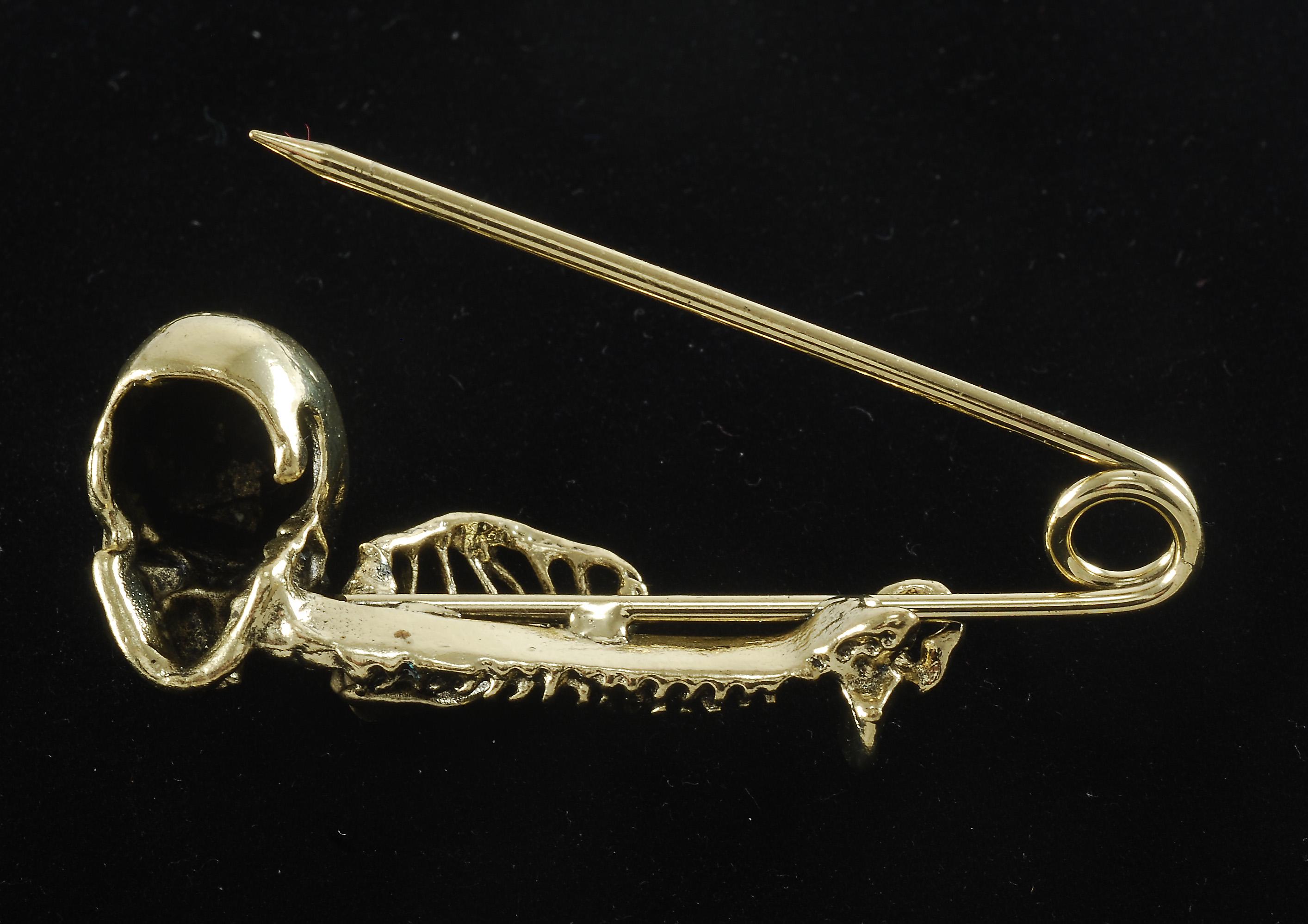 Vintage SKELETON Kilt Pin Blanket Skirt Safety Pin Gold Tone Metal New ...
