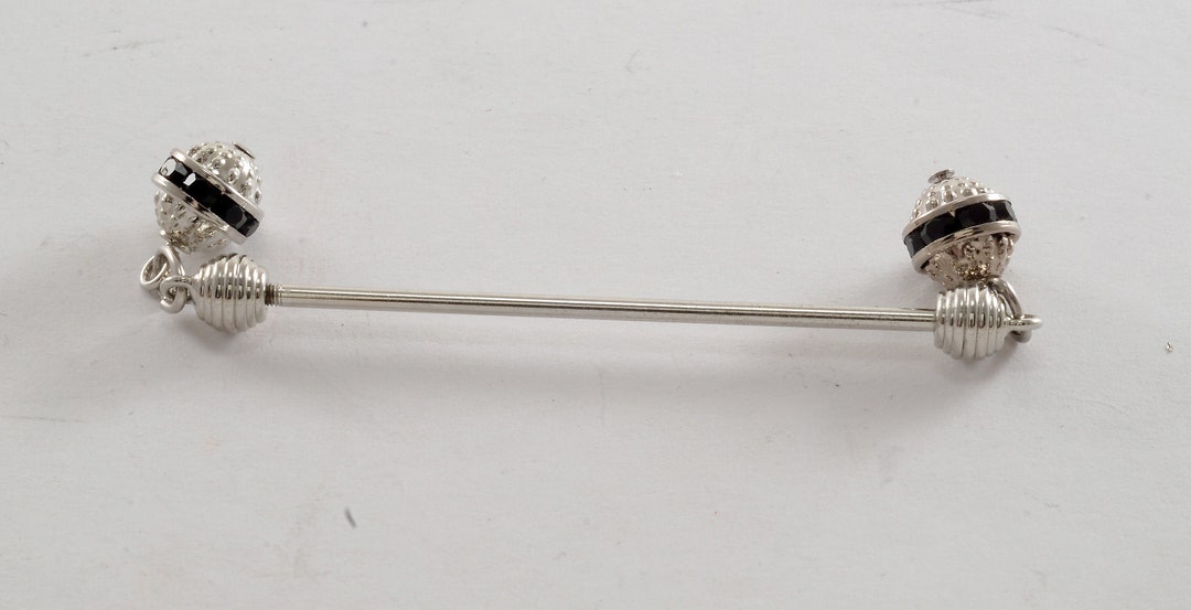 Beautiful Vintage Collar Bar Collar Stay Silver Plated Brass With Black ...
