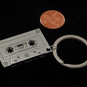 Cassette Key Ring Retro 1980's Silver Plated Men's or Women's Old Scool ...