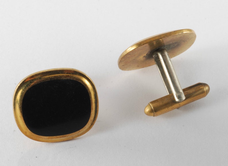 Vintage Antique Dull Gold Plated Metal Black Gem Men's - Etsy