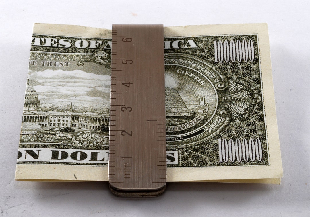 Vintage Money Clip Thin Silver Plated Brass Ruler Centimeters Inches ...