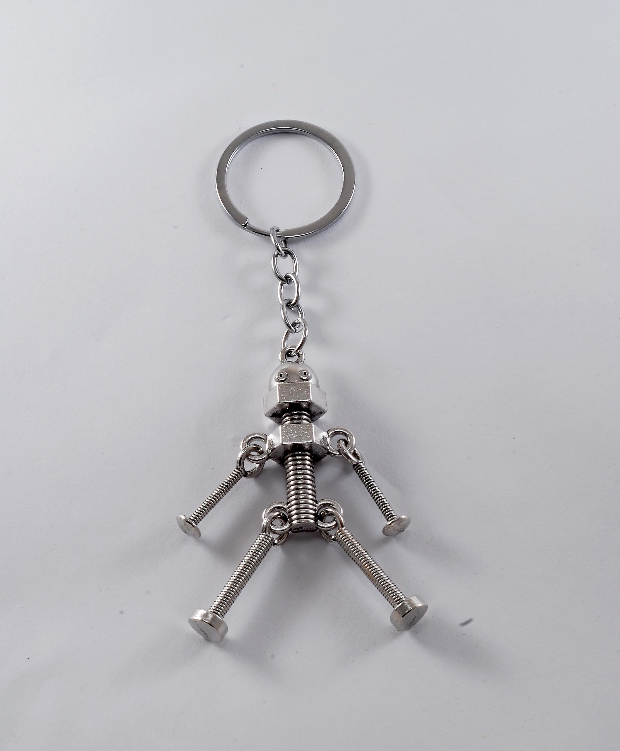 Key Chain Silver Tone Nut and Bolt Robot Man Keychain New Old Stock - Etsy
