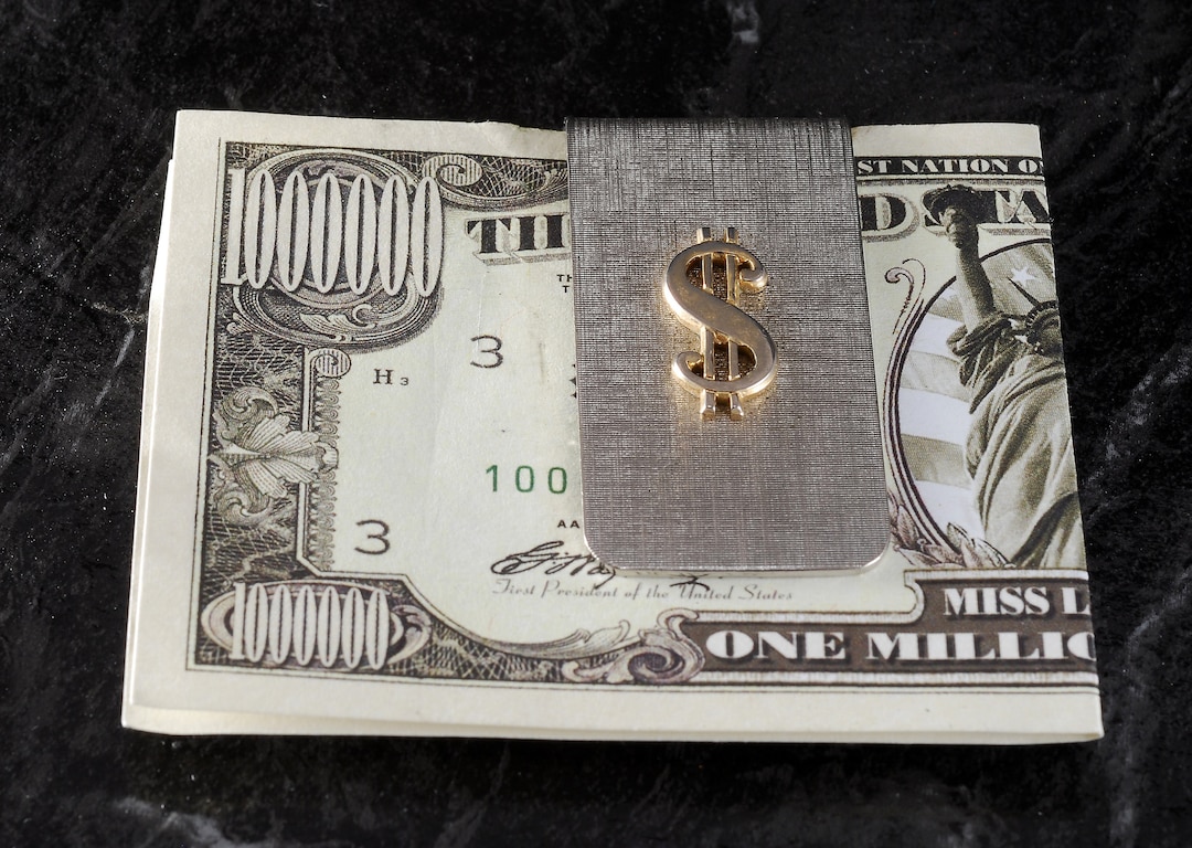 Vintage Collectible Dollar Sign Money Clip Two Tone Silver and Gold ...