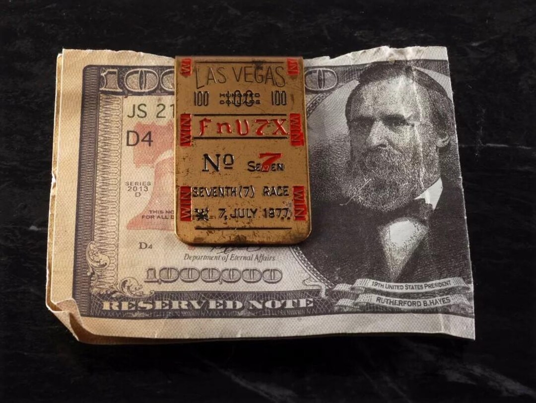 Rare LAS VEGAS 100 "fnv7x" No 7 Seventh (7) Race Money Clip July 7 1977 ...