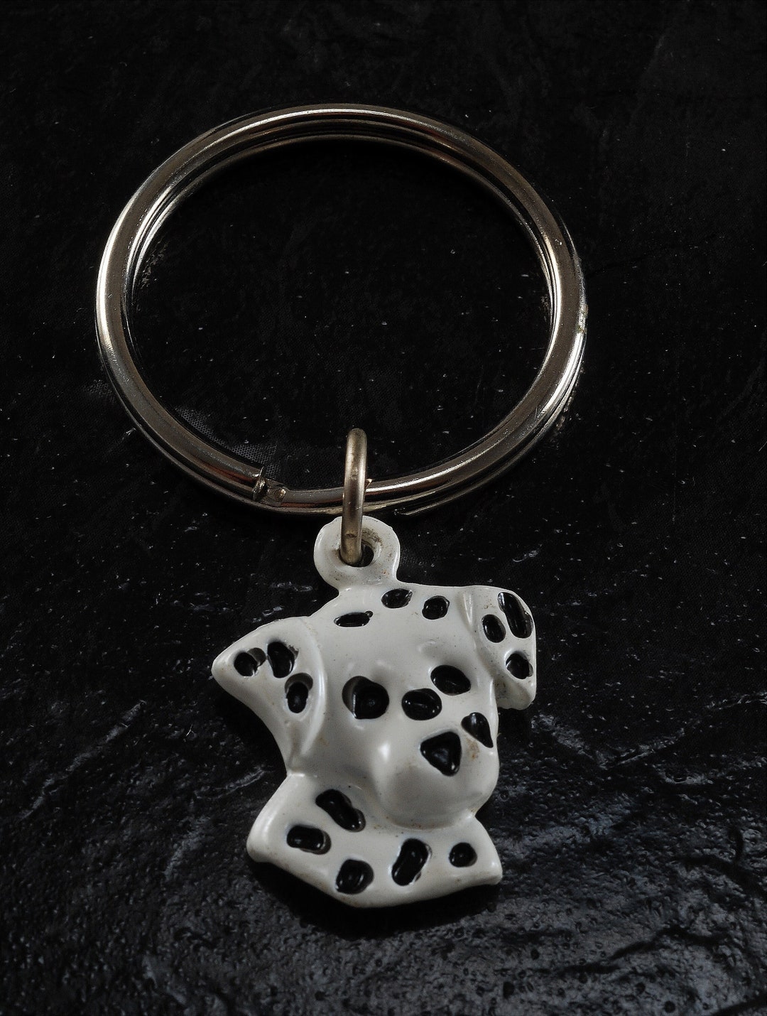 Dalmatian Head Key Ring Black & White Dog Doggie Keychain FOB NOS - Etsy
