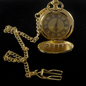Pocket Watch With Chain Gold Plated Brass Traditional Style New Old ...