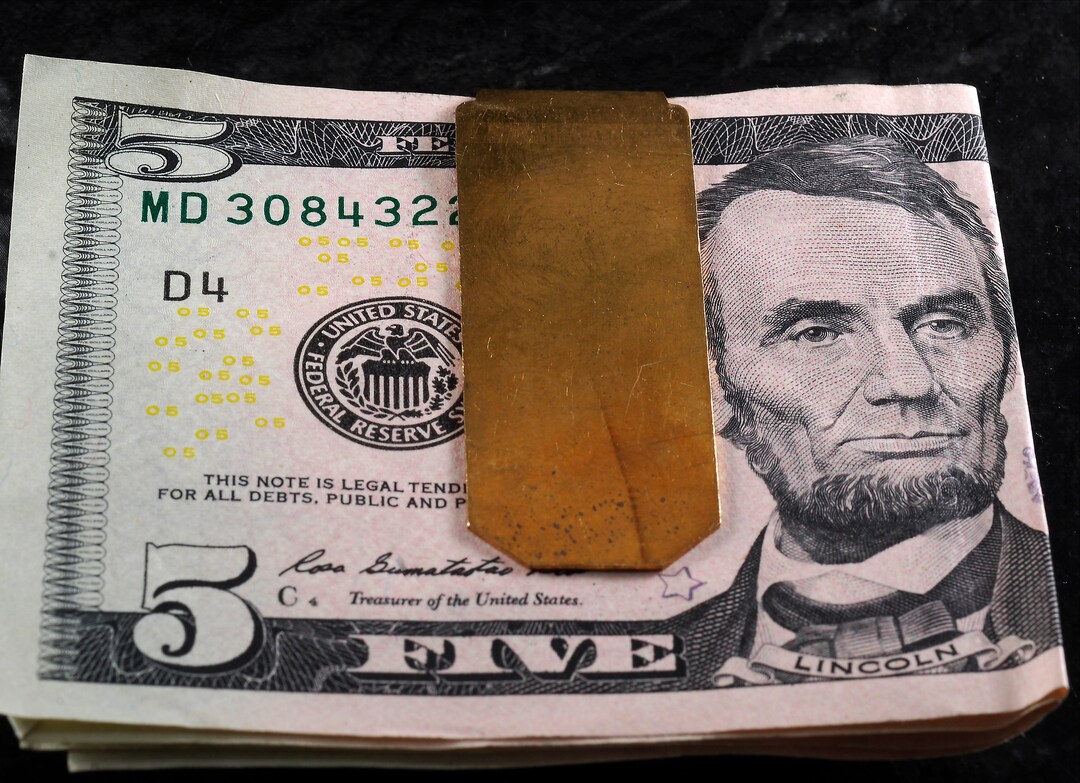Vintage Money Clip Antique Solid Brass Thin Plain Money Clip New Old ...