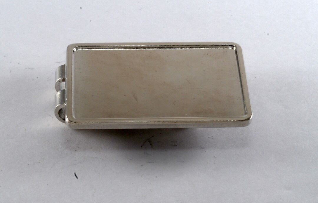Vintage Large Money Clip Silver Brass Rectangle With Recess Moneyclip ...