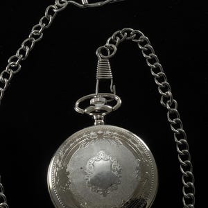 Pocket Watch With Chain Silver Plated Brass Traditional Style New Old ...