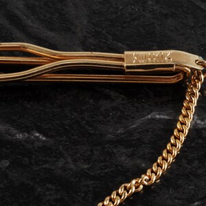 Vintage Swank Wishbone on Chain Tie Clip Signed Gold Plated Finish Tie ...