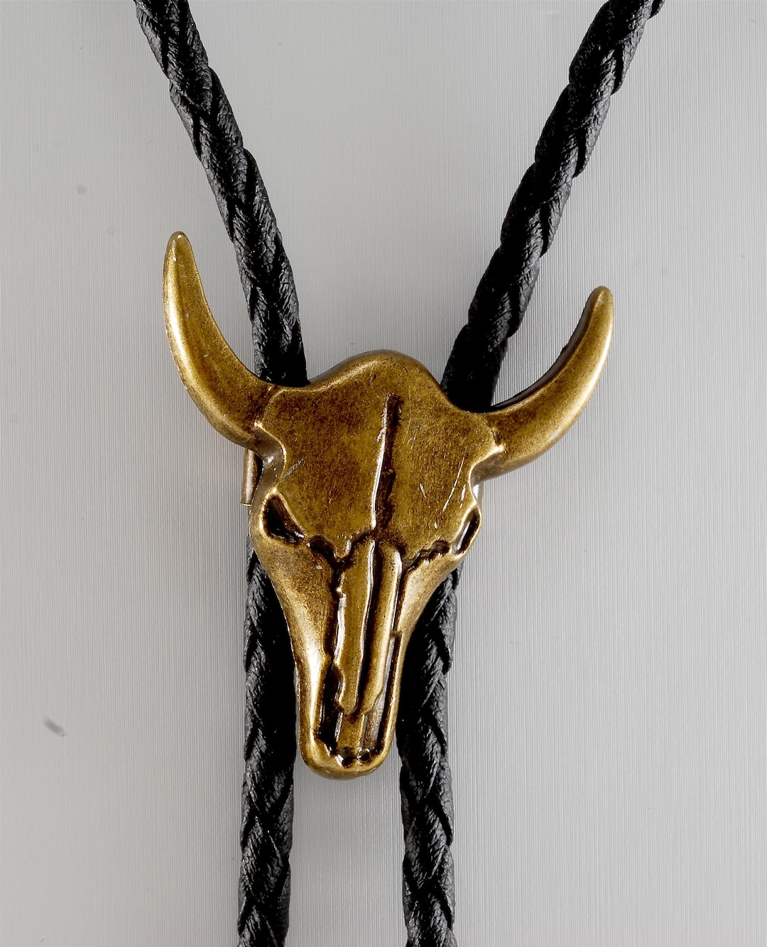 Vintage Western Bull Head Bolo Tie Bronze Tone Retro Cowboy Neck Tie ...