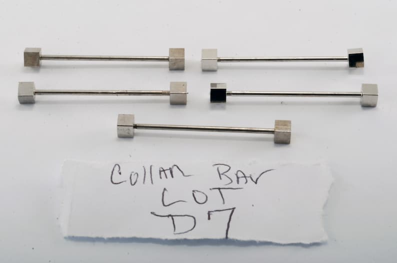 5 Vintage Silver Plated Solid Brass Square End Collar Bar Lot of 5 New ...