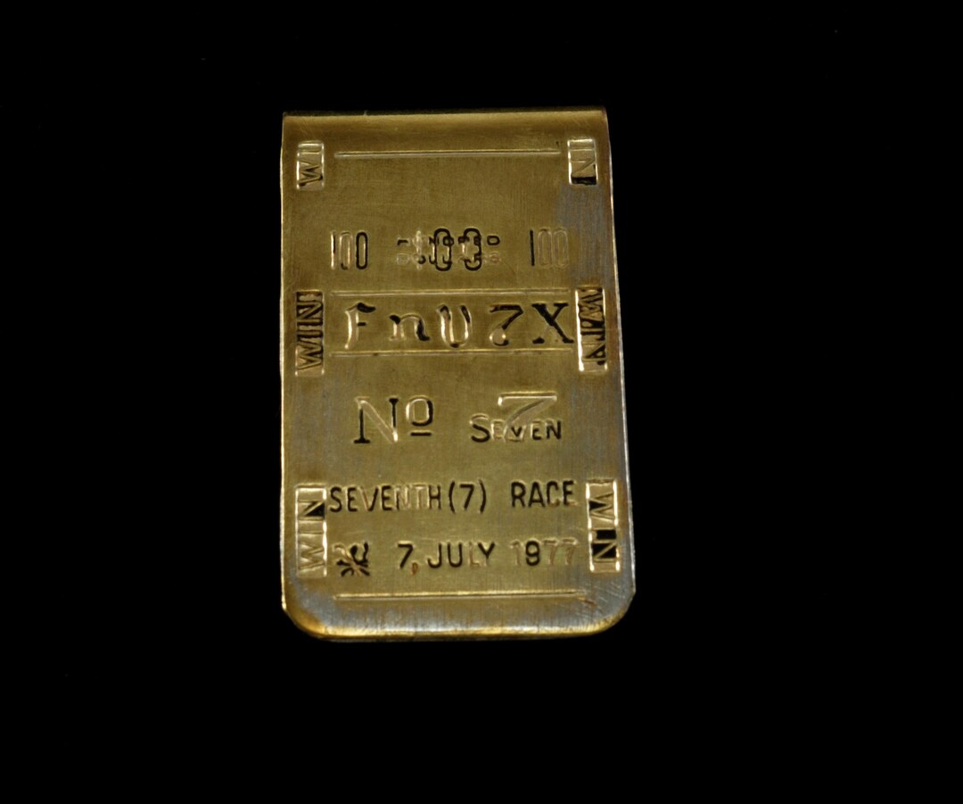 Vintage Money Clip NO.7 Seventh Race "fnv7x" July 7 1977 Gold Tone W ...