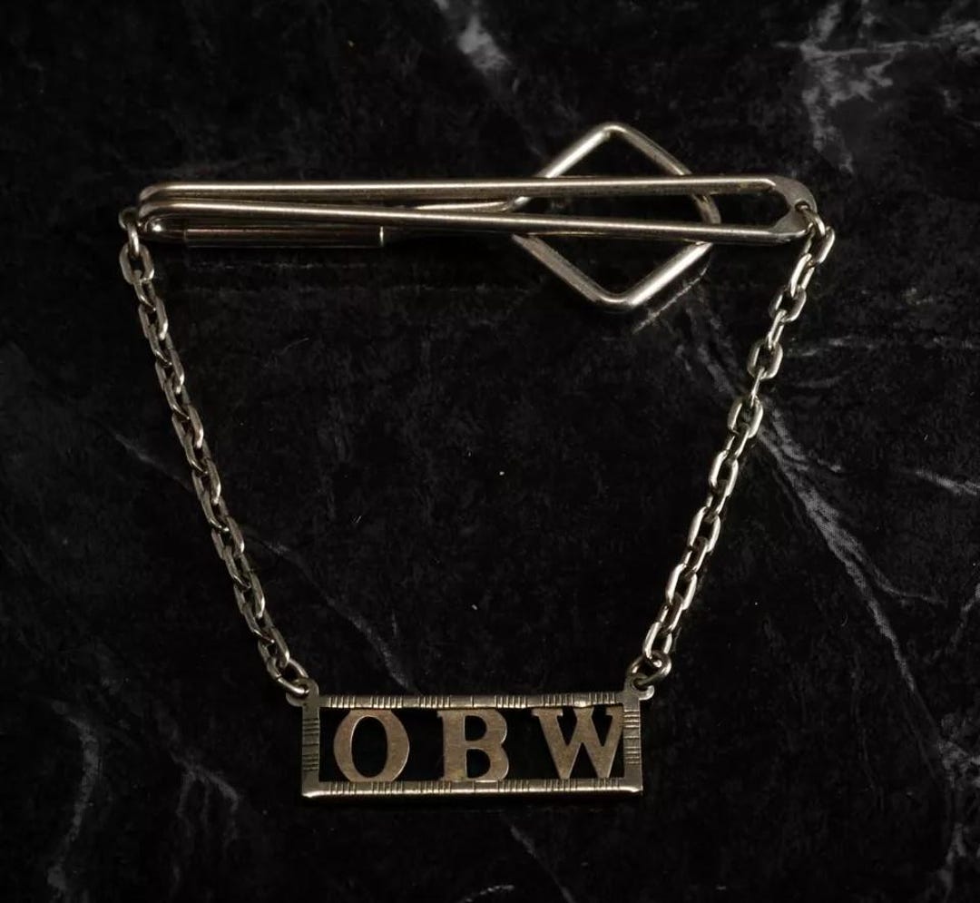 Vintage Swank Silver Plated Brass "obw" Initials on Chain Tie Clip ...