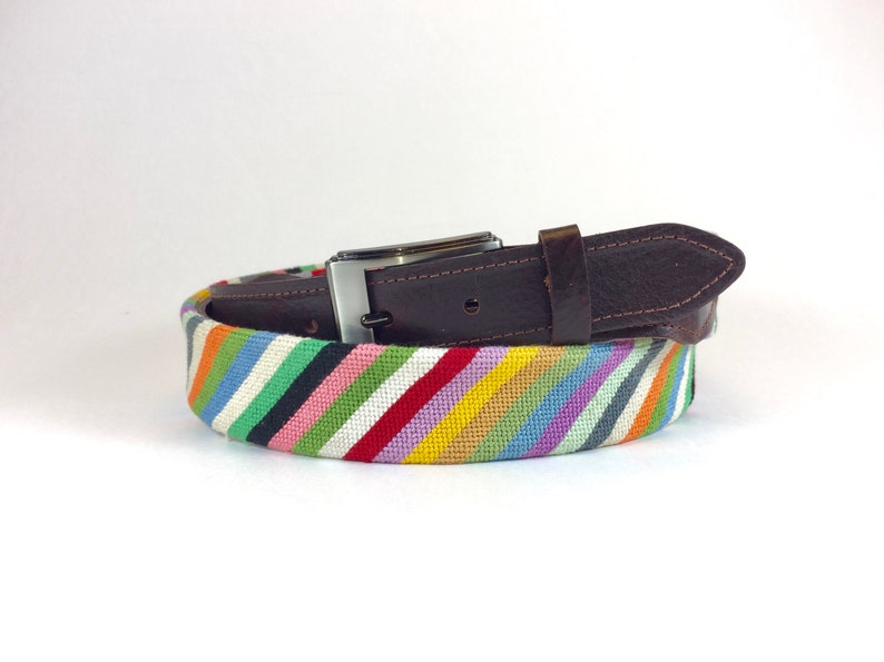 Geometric Designer Stripes Needlepoint Belt Hand Stitched - Etsy