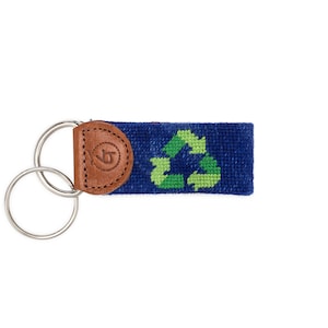 Recycling Needlepoint Key Chain / Gifts for Earth Lovers / Needlepoint ...