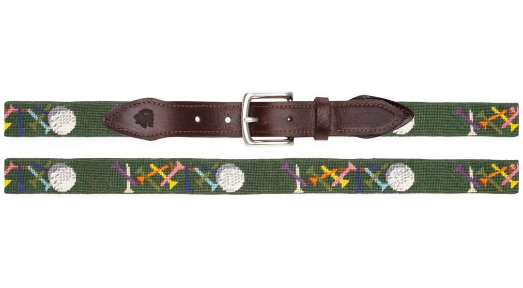 Golf Tees Embroidered Needlepoint Belt / Gift for Golf Lovers / Cigar ...