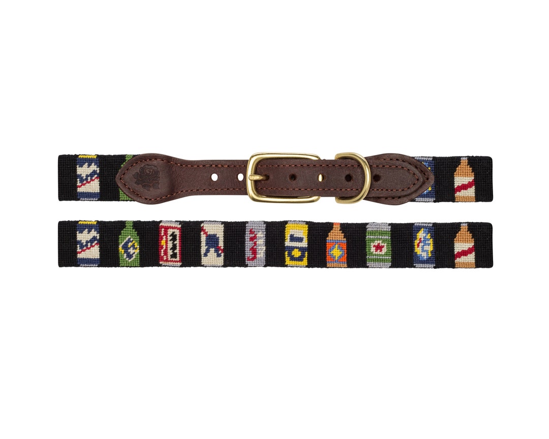 Beer Dog Collar Lover Gift, Needlepoint Leather Dog Collar, Designer ...