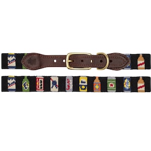 Beer Dog Collar Lover Gift, Needlepoint Leather Dog Collar, Designer ...