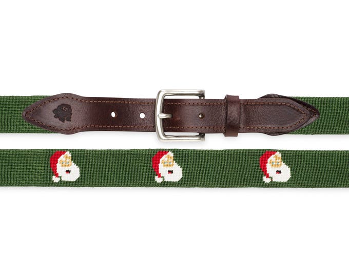 Xmas Needlepoint Belt / Jolly Santa Needlepoint Belt / Holiday ...