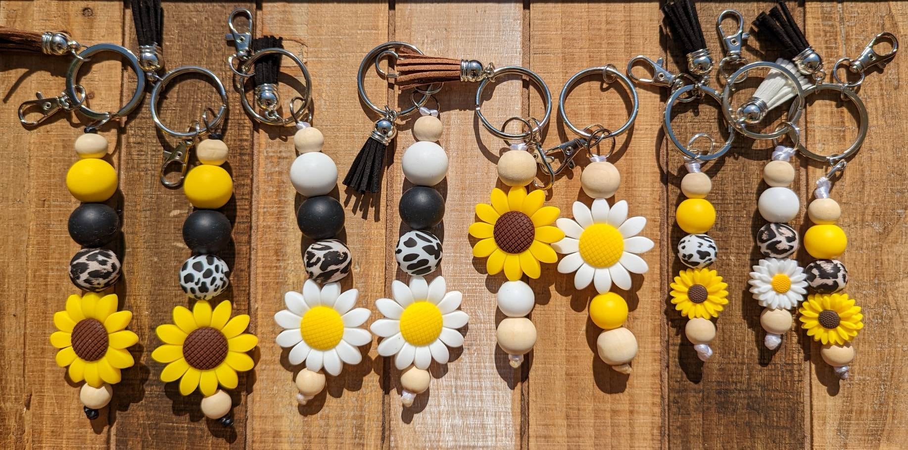 Sunflower and Daisy Silicone Bead Keychains - Etsy