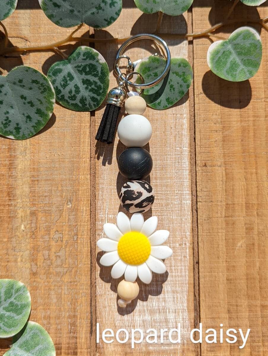 Sunflower and Daisy Silicone Bead Keychains - Etsy