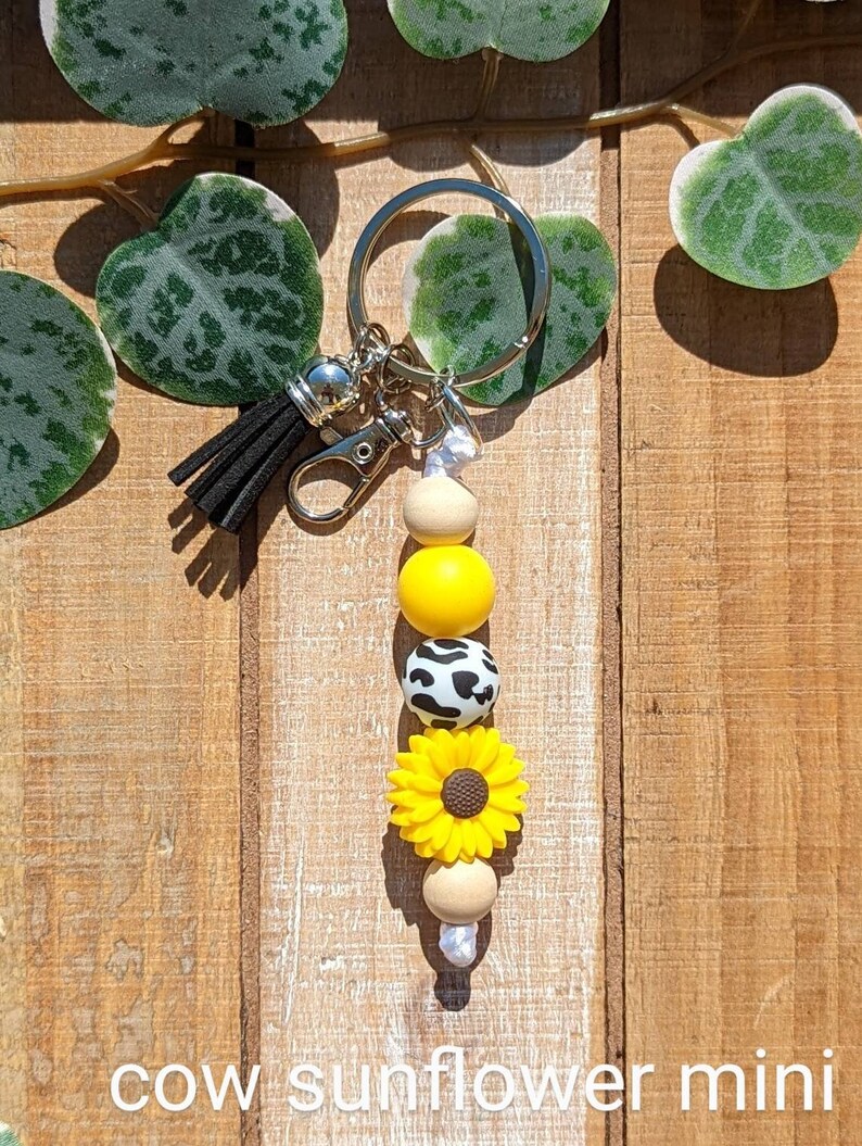 Sunflower and Daisy Silicone Bead Keychains - Etsy