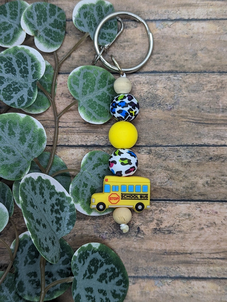 School Bus Silicone Bead Keychain - Etsy