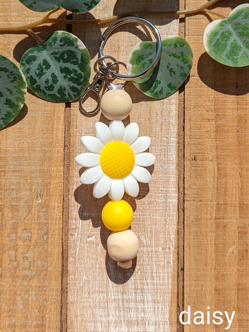 Sunflower and Daisy Silicone Bead Keychains - Etsy