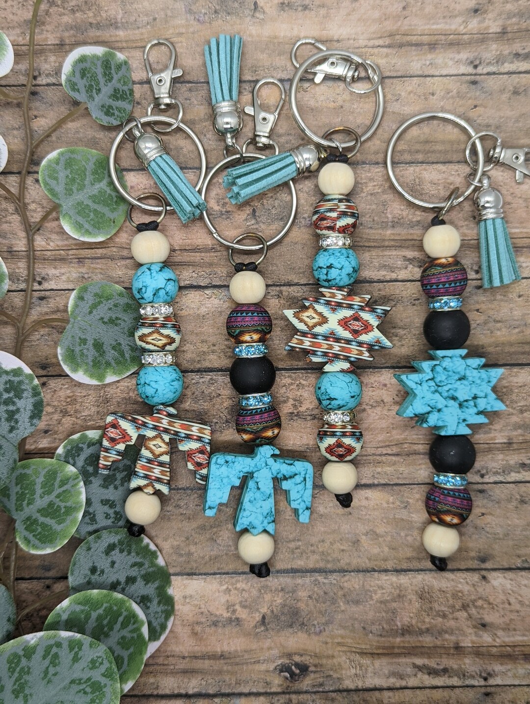 Tribal and Turquoise Silicone Bead Keychains - Etsy