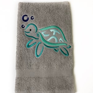 Embroidered Bathroom Hand Towels - Sea Turtle Design, Nautical Decor ...