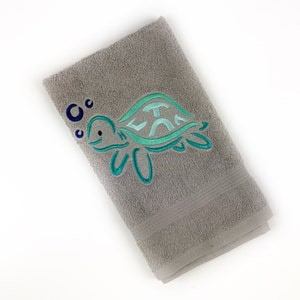 Embroidered Bathroom Hand Towels - Sea Turtle Design, Nautical Decor ...