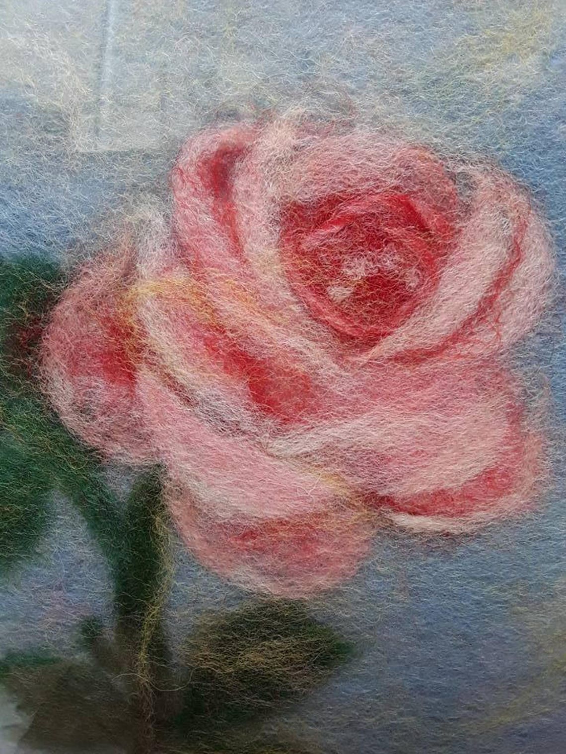 Wool Picture rose Wool Painting Wool Art Home - Etsy