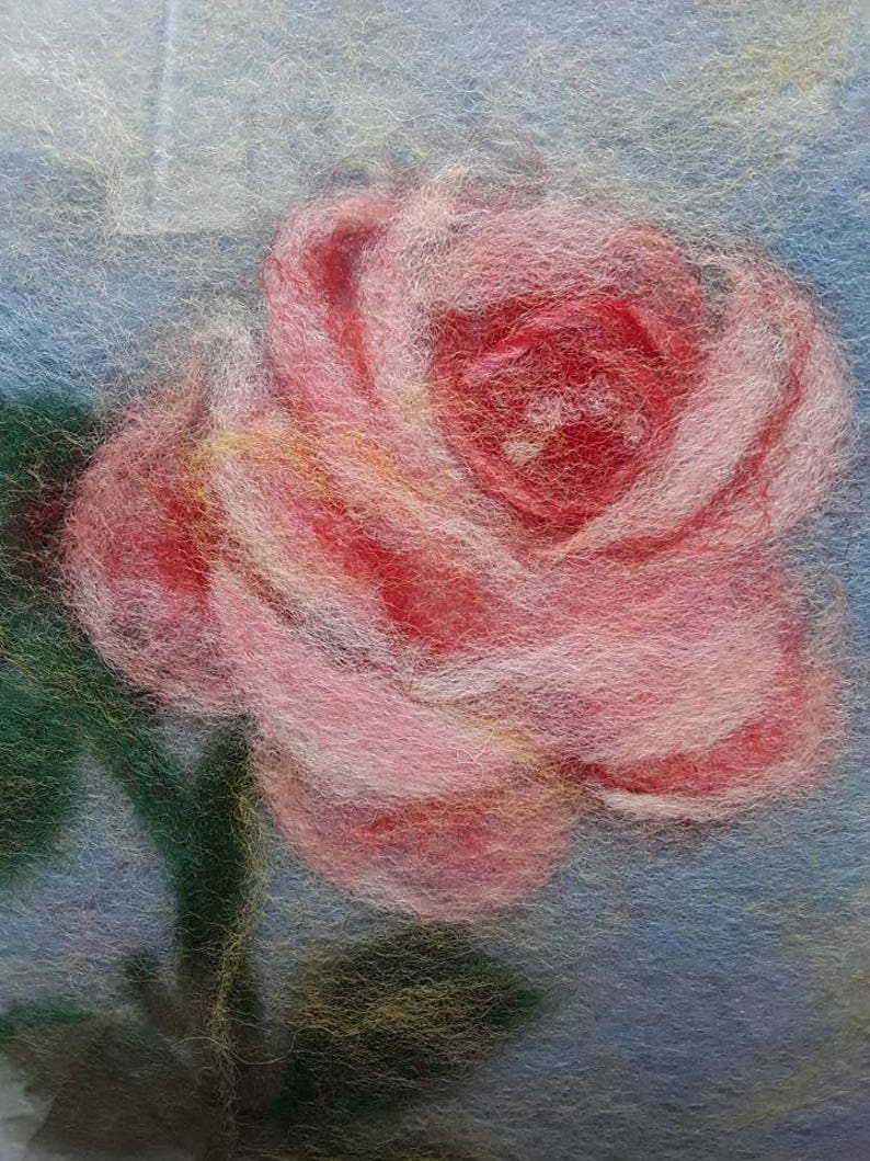 Wool Picture "rose" Wool Painting Wool Art Home Decoration Felted ...