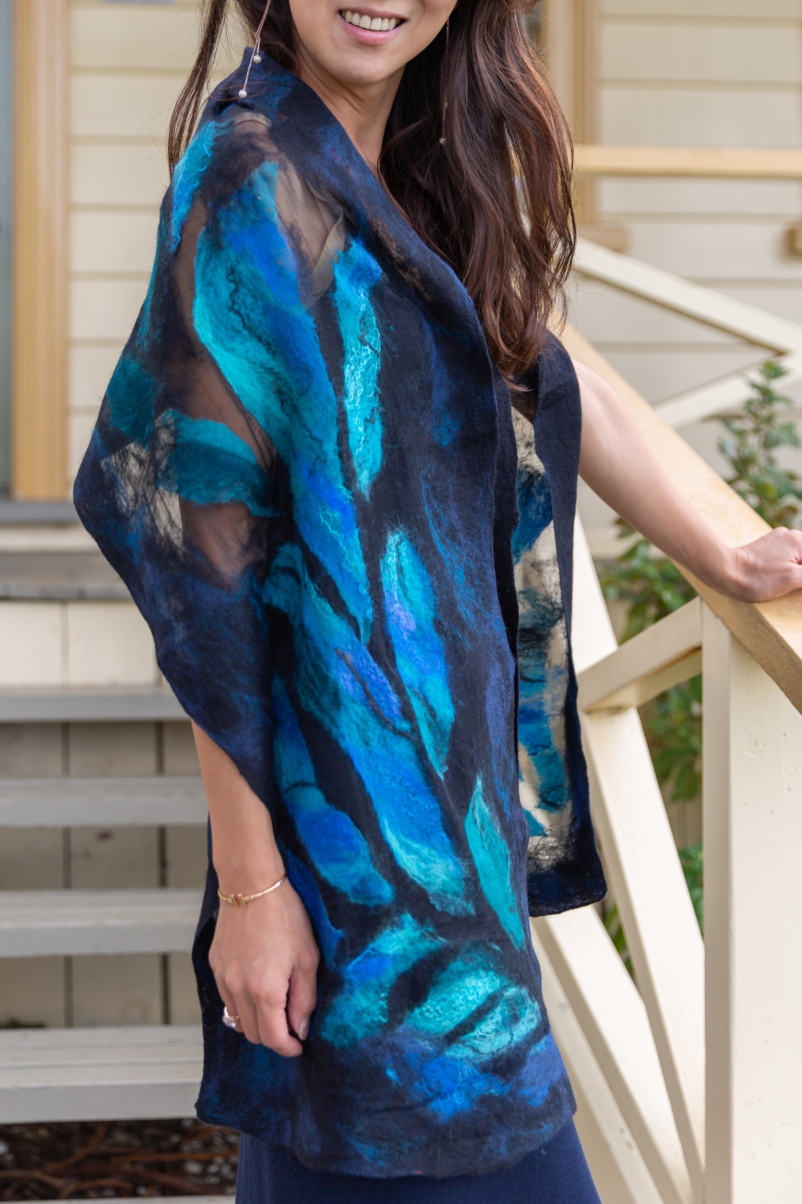 Shawl Inspire Paua Shell. Merino Wool and Silk Big Scarf, Stunning ...