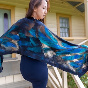 Shawl Inspire Paua Shell. Merino Wool and Silk Big Scarf, Stunning ...