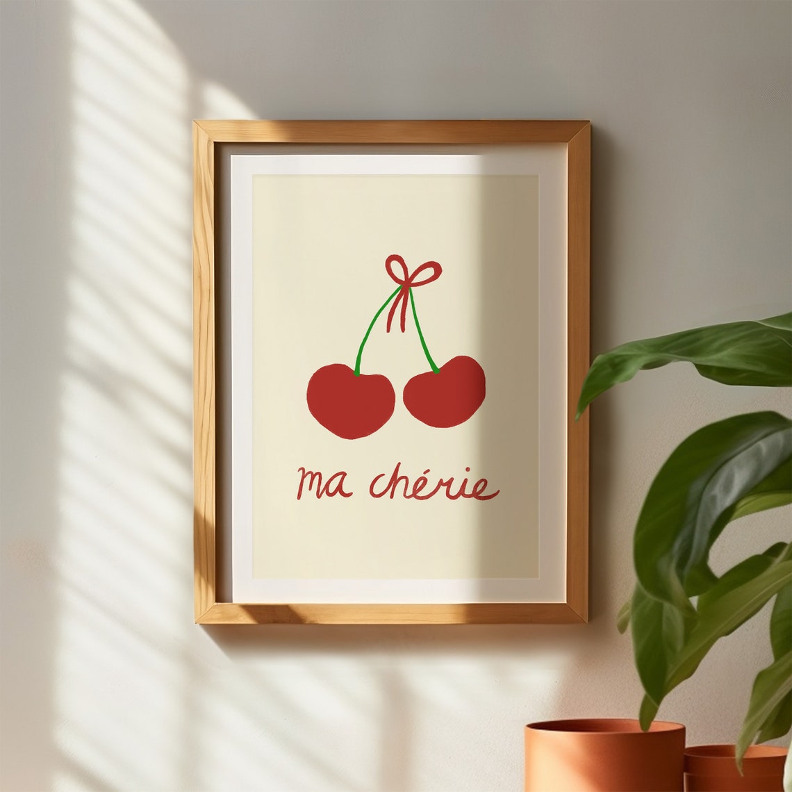 Ma Chérie Cherry Wall Art, Ribbon Poster, Coquette Aesthetic, Sandy ...