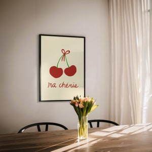 Ma Chérie Cherry Wall Art, Ribbon Poster, Coquette Aesthetic, Sandy ...