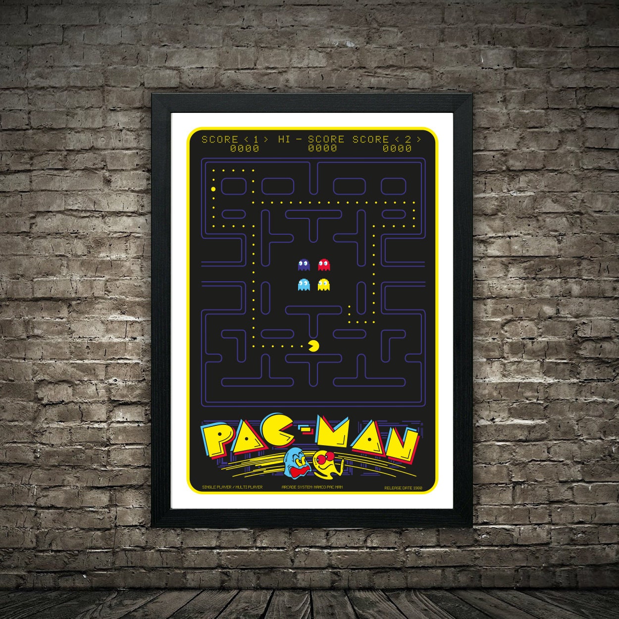 Wall Décor Wall Hangings Home Décor Retro gamer art Pac man ghost Mens ...