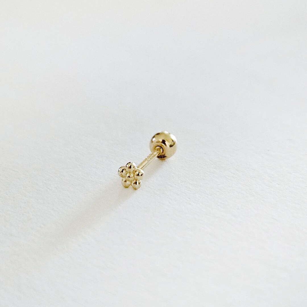 Cutie Flower 14K Solid Gold Cartilage Earring 14k Gold - Etsy