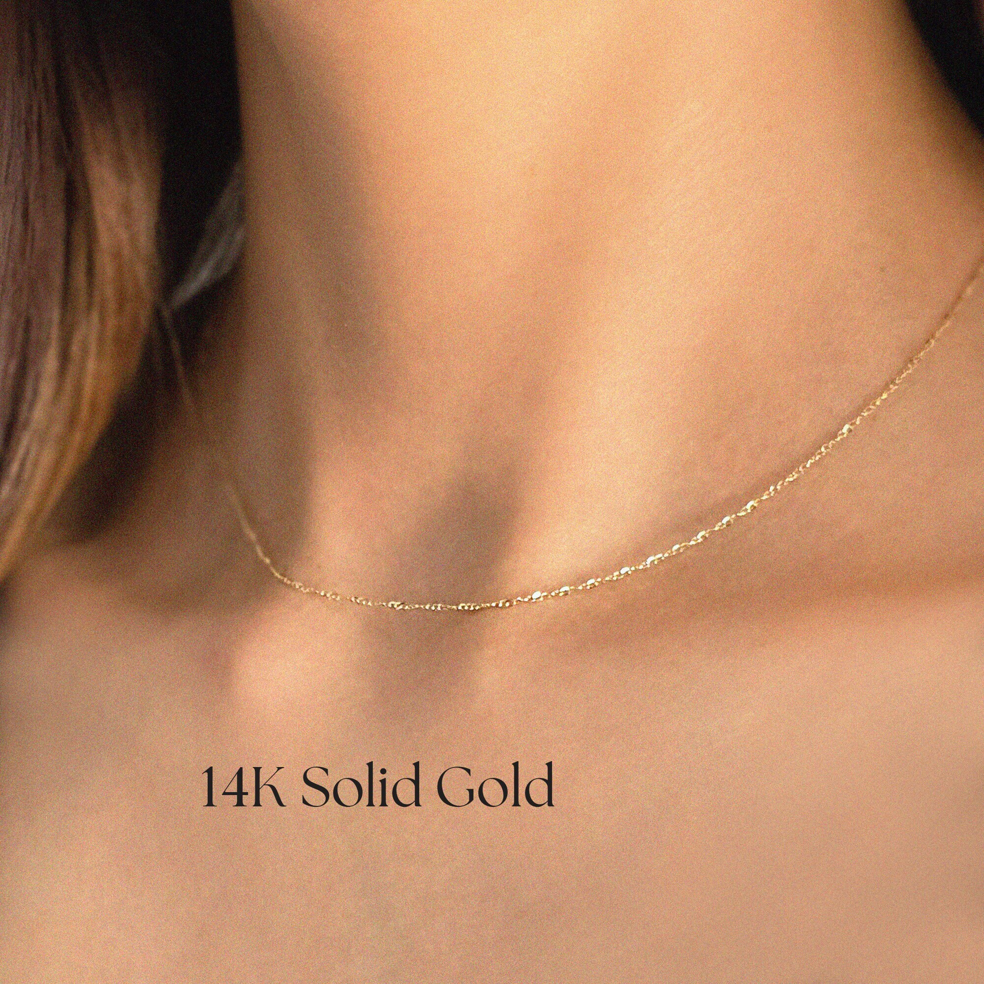 14K Solid Gold Torino Chain Necklace: Dainty Minimalist Style - Etsy