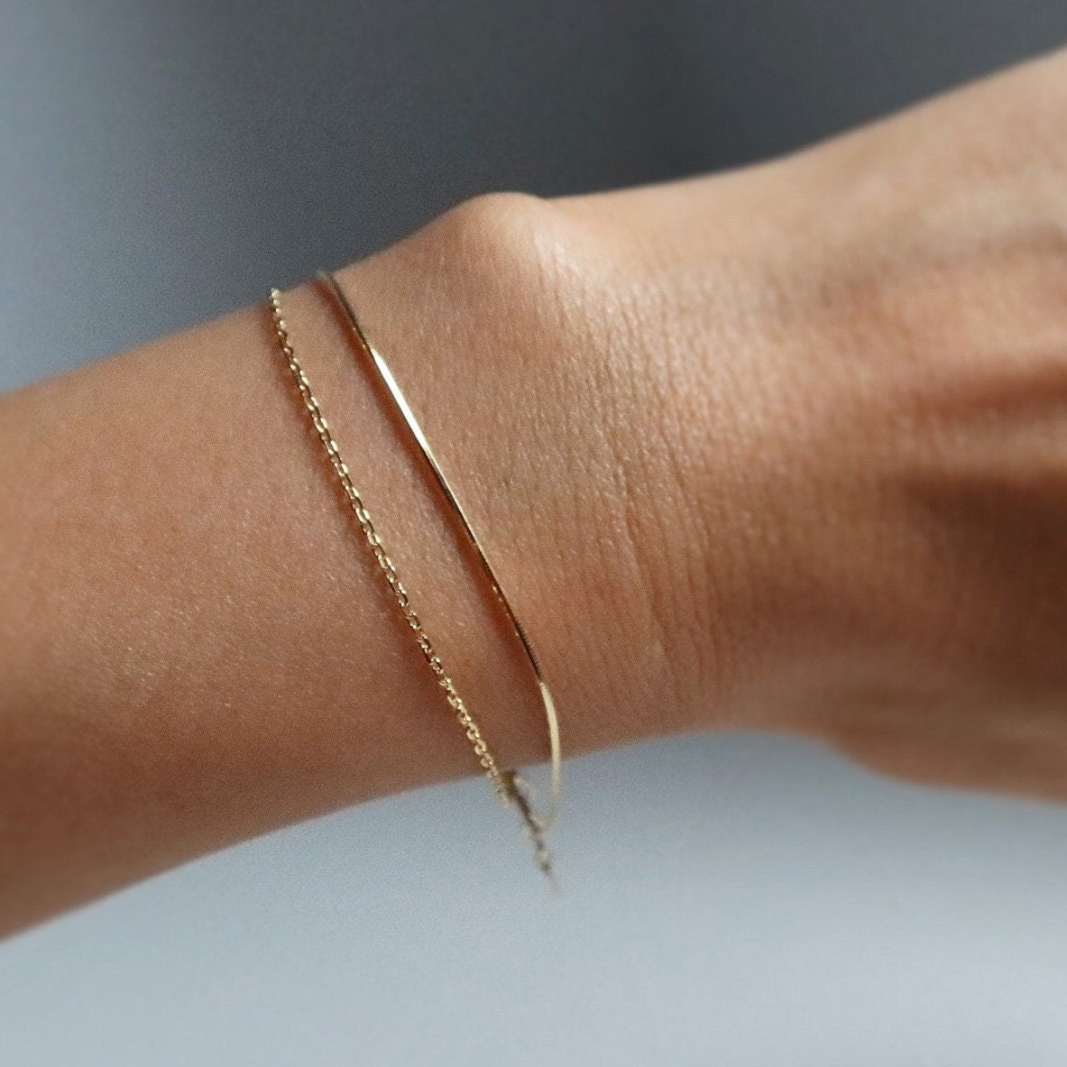 Leah Double Chain Bracelet: 14K Gold Vermeil, Sterling Silver Snake ...